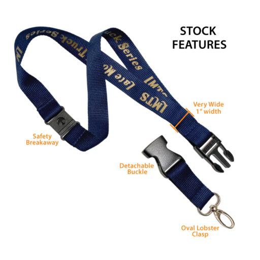 1" Wide Custom Printed Lanyard with Oval Lobster Clip, Detachable ...